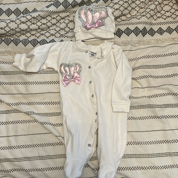 One Pieces | Princess Footsie With Matching Hat All Jewels Intact ...